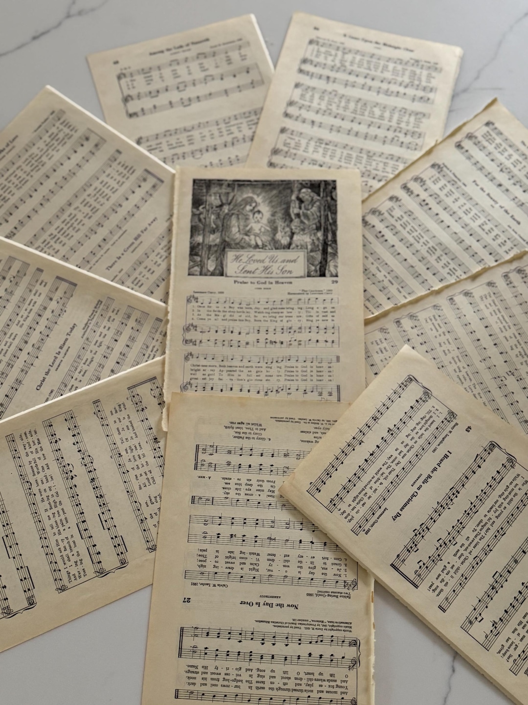 Vintage 1940 Hymn Book Pages: Neutral Patina, 10 Piece Set - Etsy