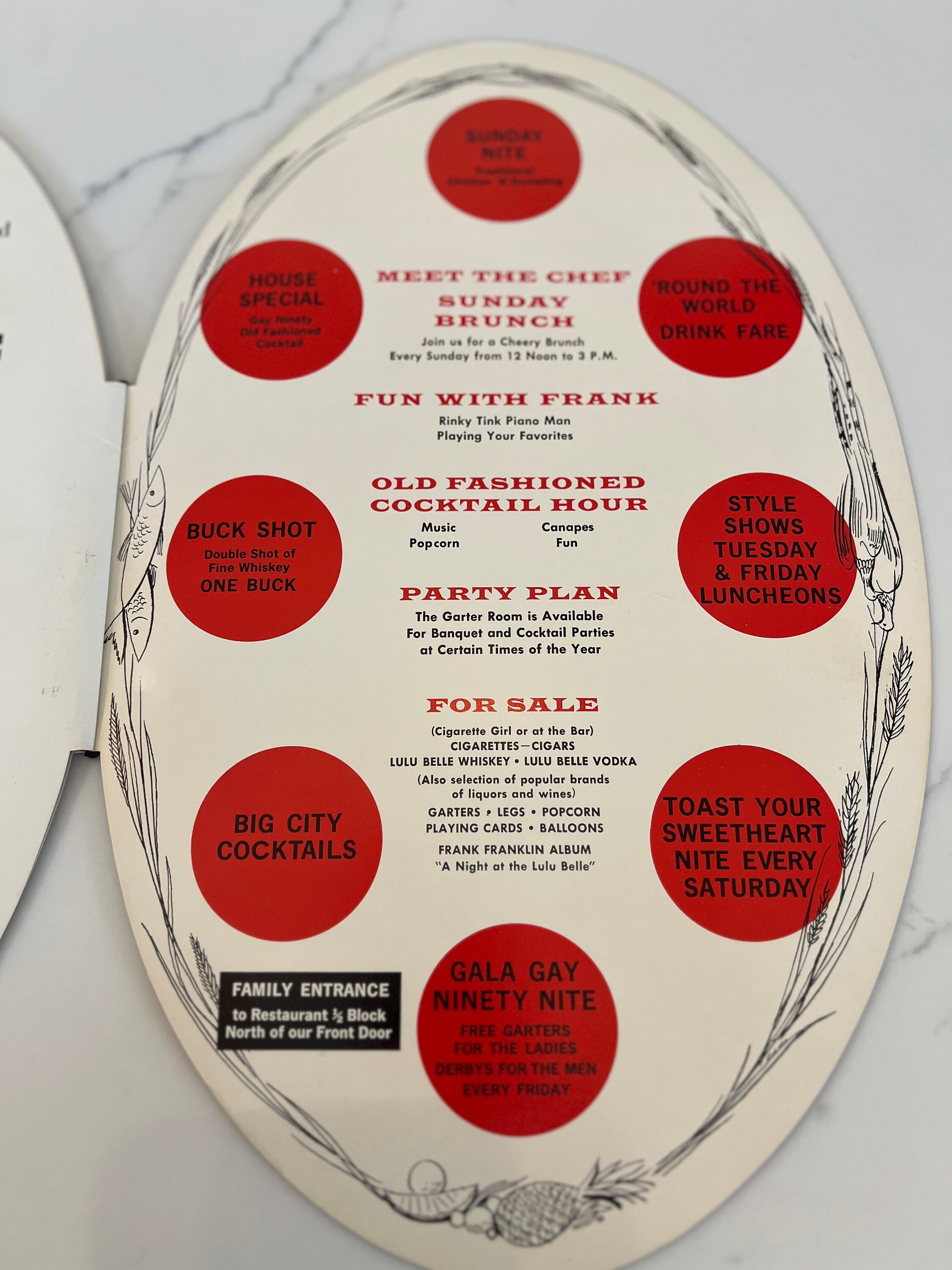 Vintage Restaurant Menu, Lulu Belle Gay Nineties Cocktail Bar,vintage ...