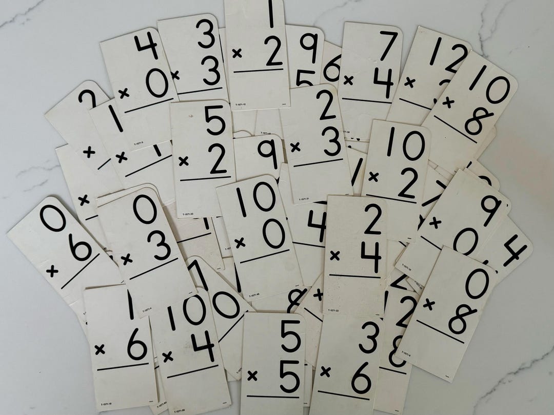 Vintage Multiplication Flash Cards: Set of 10 Ephemera - Etsy