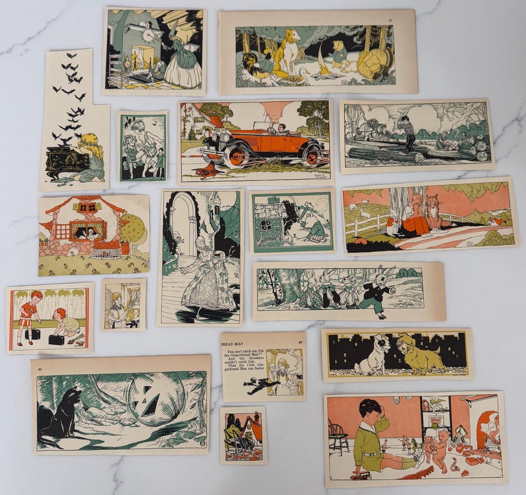 Vintage 1940s Illustration Cutouts, Collage Ephemera, 18 Piece Set - Etsy