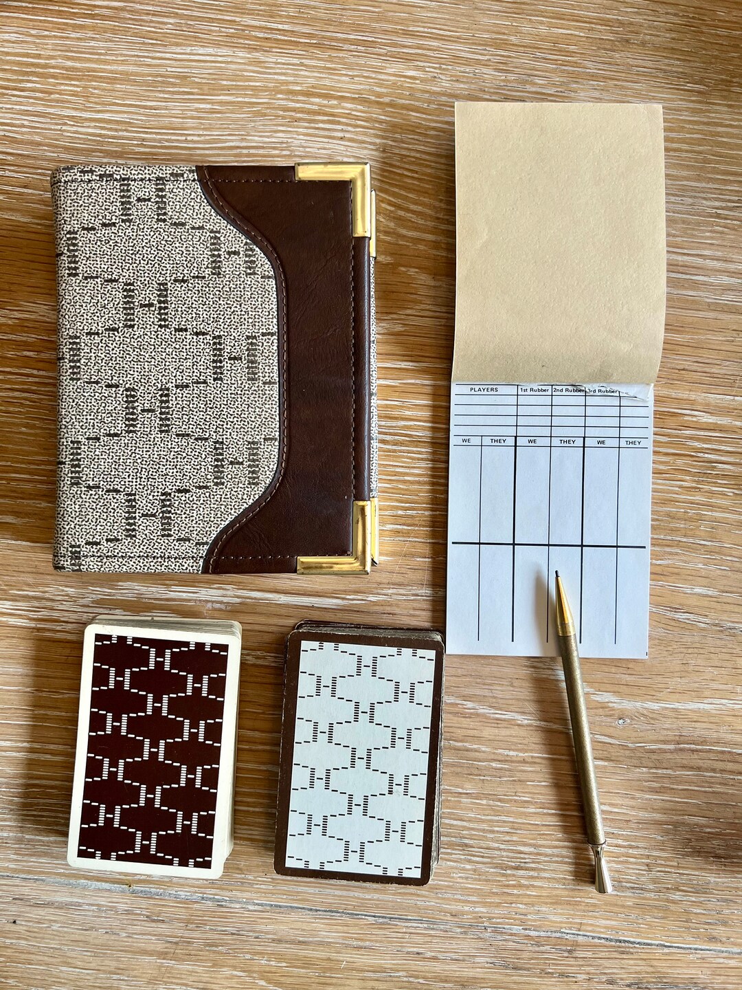 Vintage 1975 Hazel Bridge Card Set in Leather Case,2 Decks,metal ...