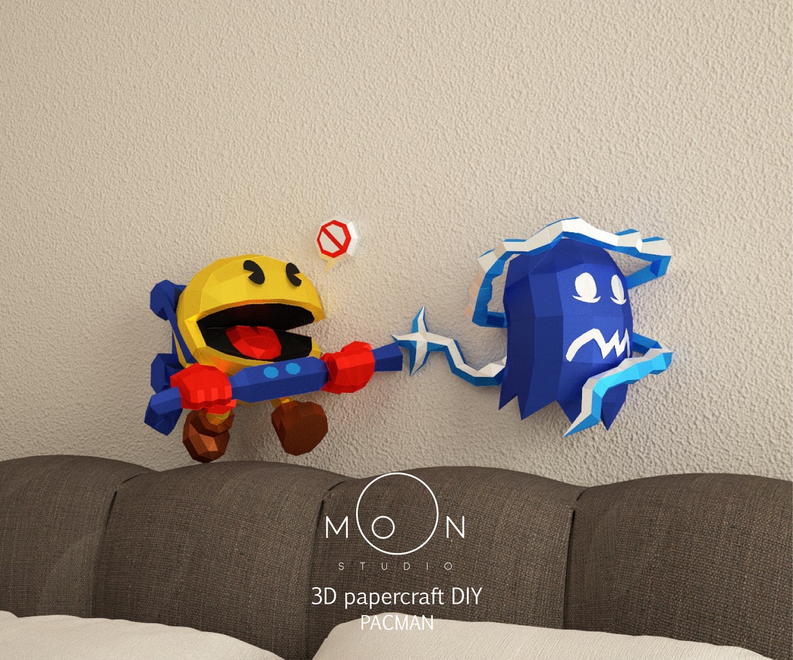 Pacman, DIY, Papercraft, PDF, Svg, Dxf, Low Poly, Cricut, Maker, Cameo ...