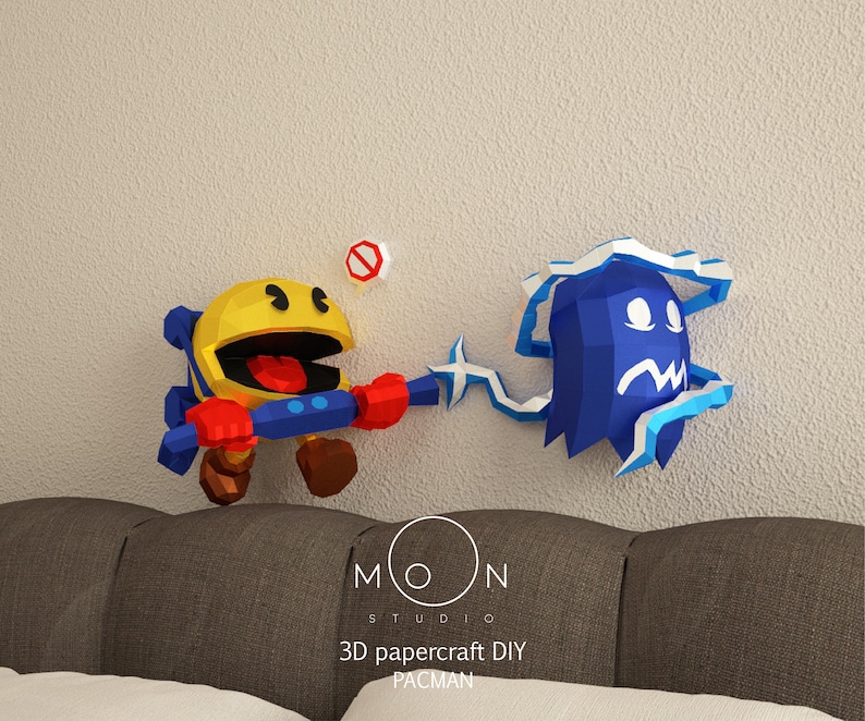 Pacman, DIY, Papercraft, PDF, Svg, Dxf, Low Poly, Cricut, Maker, Cameo ...