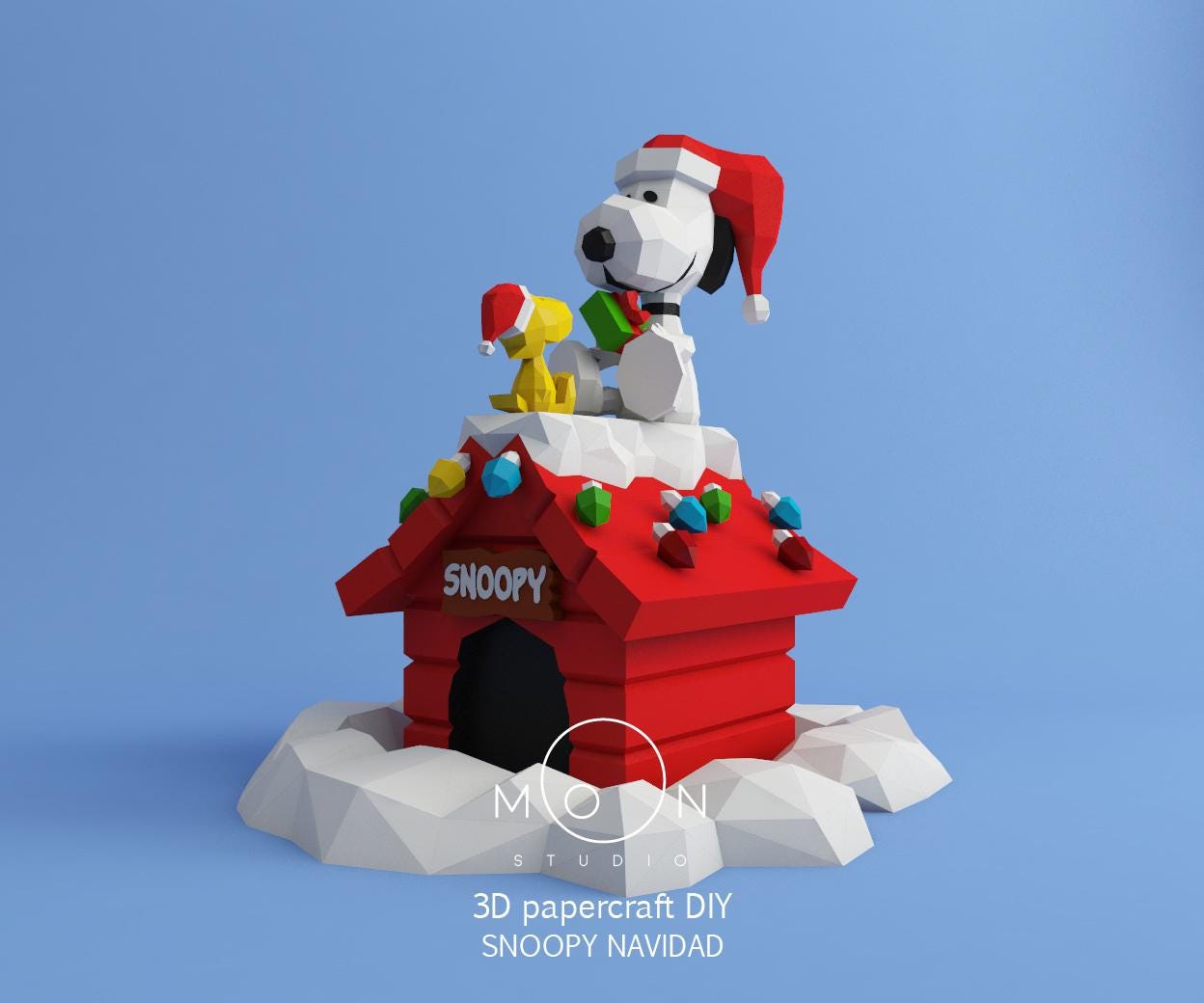 Snoopy Christmas, DIY, Papercraft, Pdf, Svg, Dxf, Low Poly, 3D Model ...