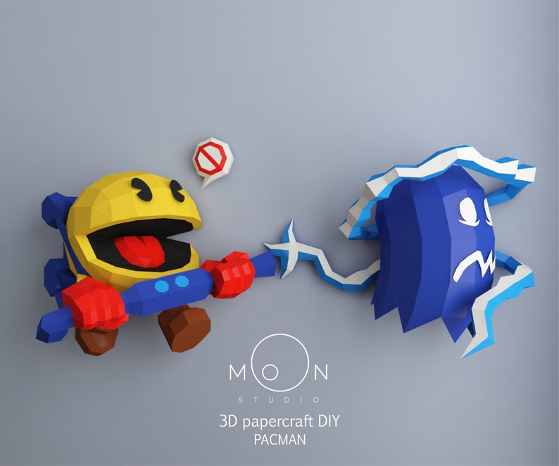 Pacman, DIY, Papercraft, PDF, Svg, Dxf, Low Poly, Cricut, Maker, Cameo ...