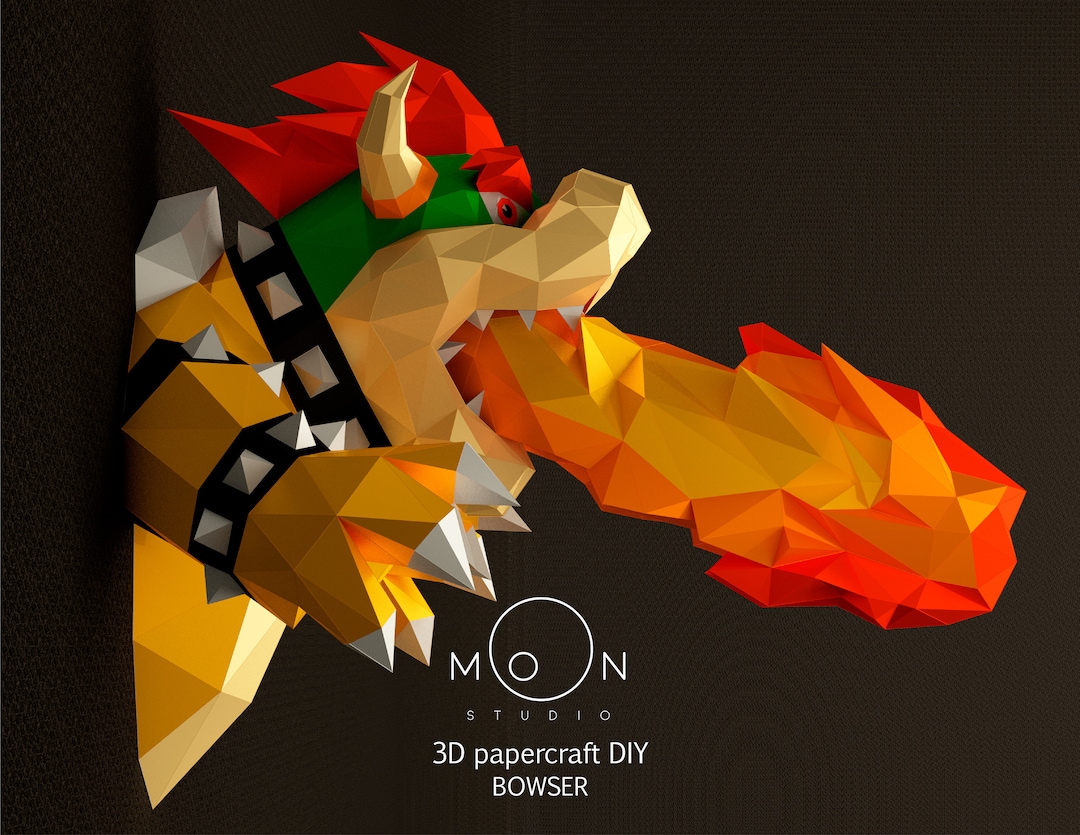 Bowser, DIY, Papercraft, PDF, Svg, Dxf, Low Poly, 3D Model, Craft ...