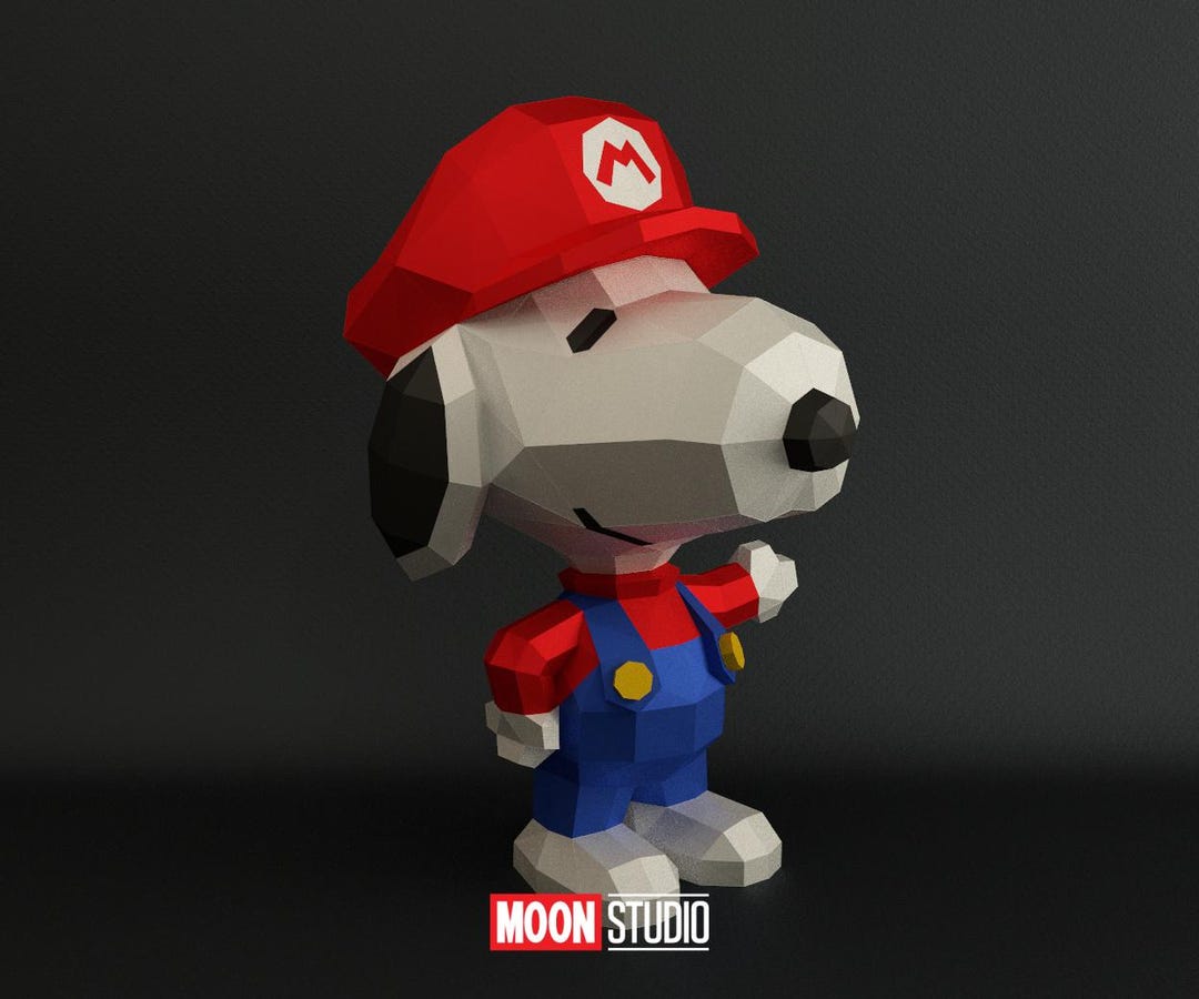 Snoopy M4r10, DIY, Papercraft, Pdf, Svg, Dxf, Low Poly, 3D Model, Craft ...