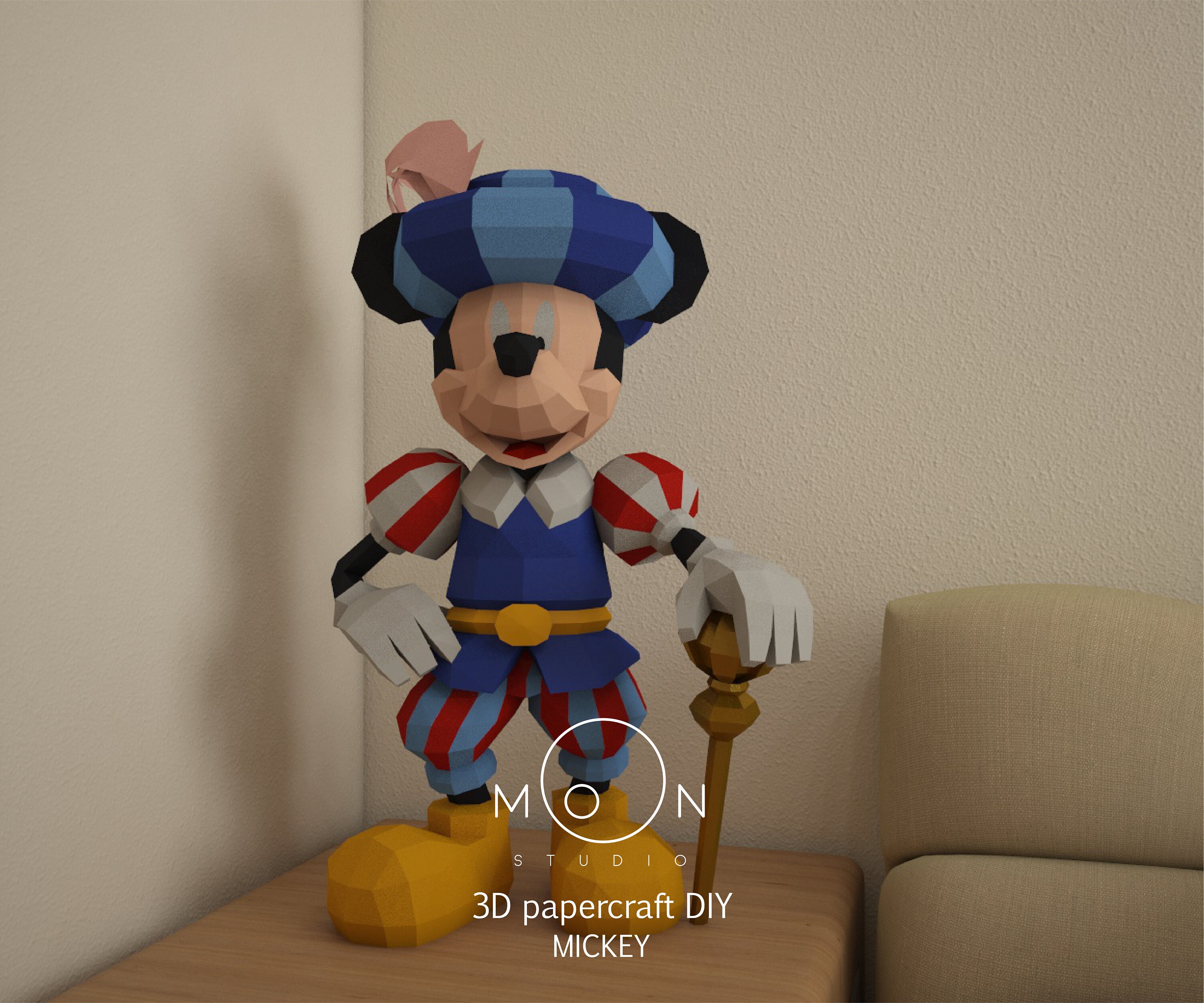Mickey DIY Papercraft PDF Svg Dxf Low Poly 3D Model - Etsy