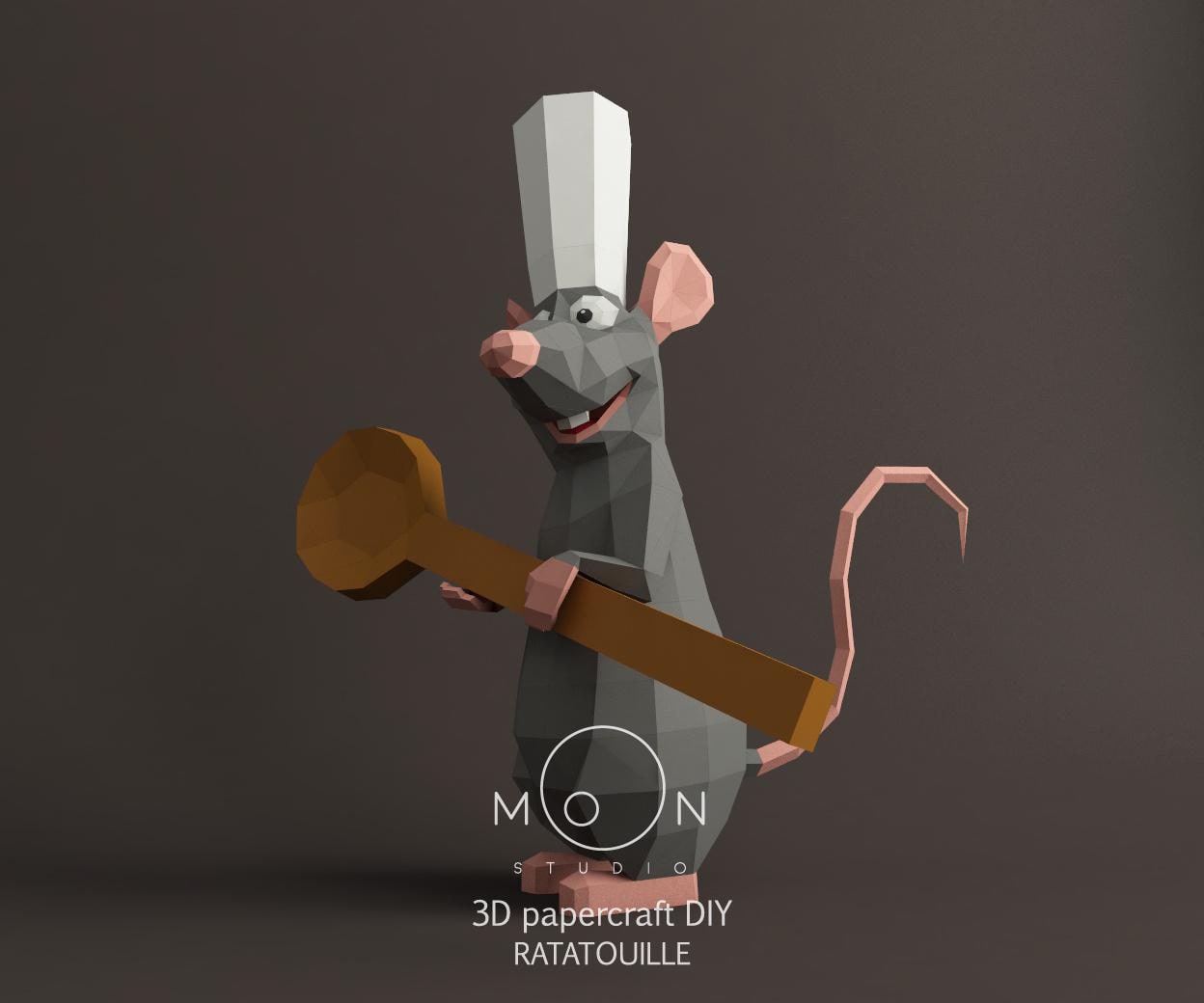 Ratatouille, DIY, Papercraft, PDF, Svg, Dxf, Cricut, Cameo, Low Poly ...
