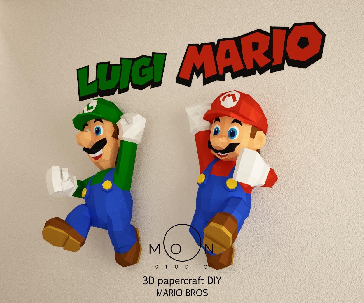 Mario Bros, DIY, Papercraft, PDF, Svg, Dxf, Low Poly, 3D Model, Craft ...