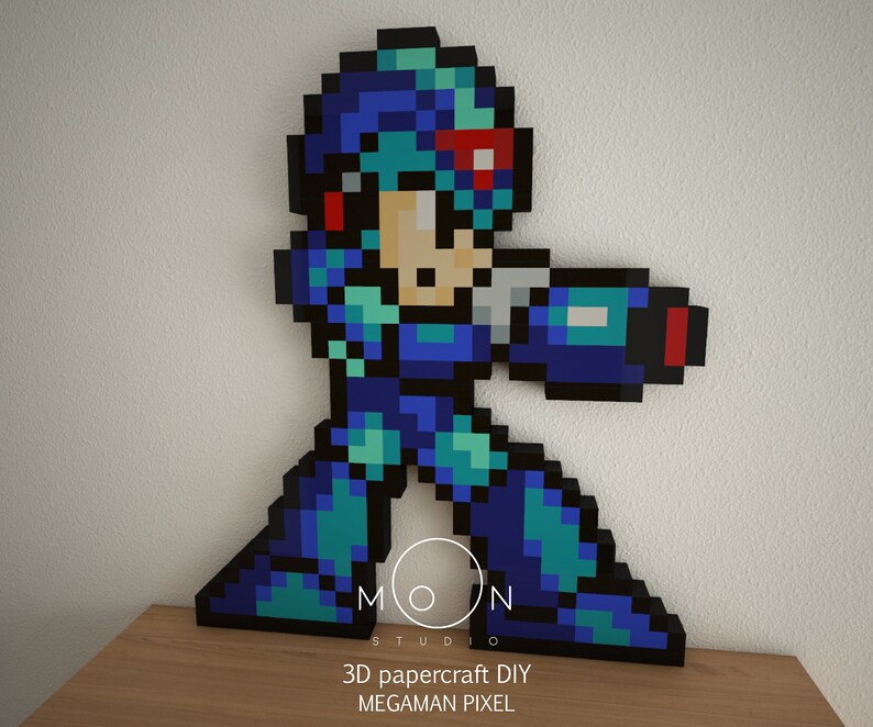 Megaman Pixel DIY Papercraft Low Poly Dxf Svg Video - Etsy