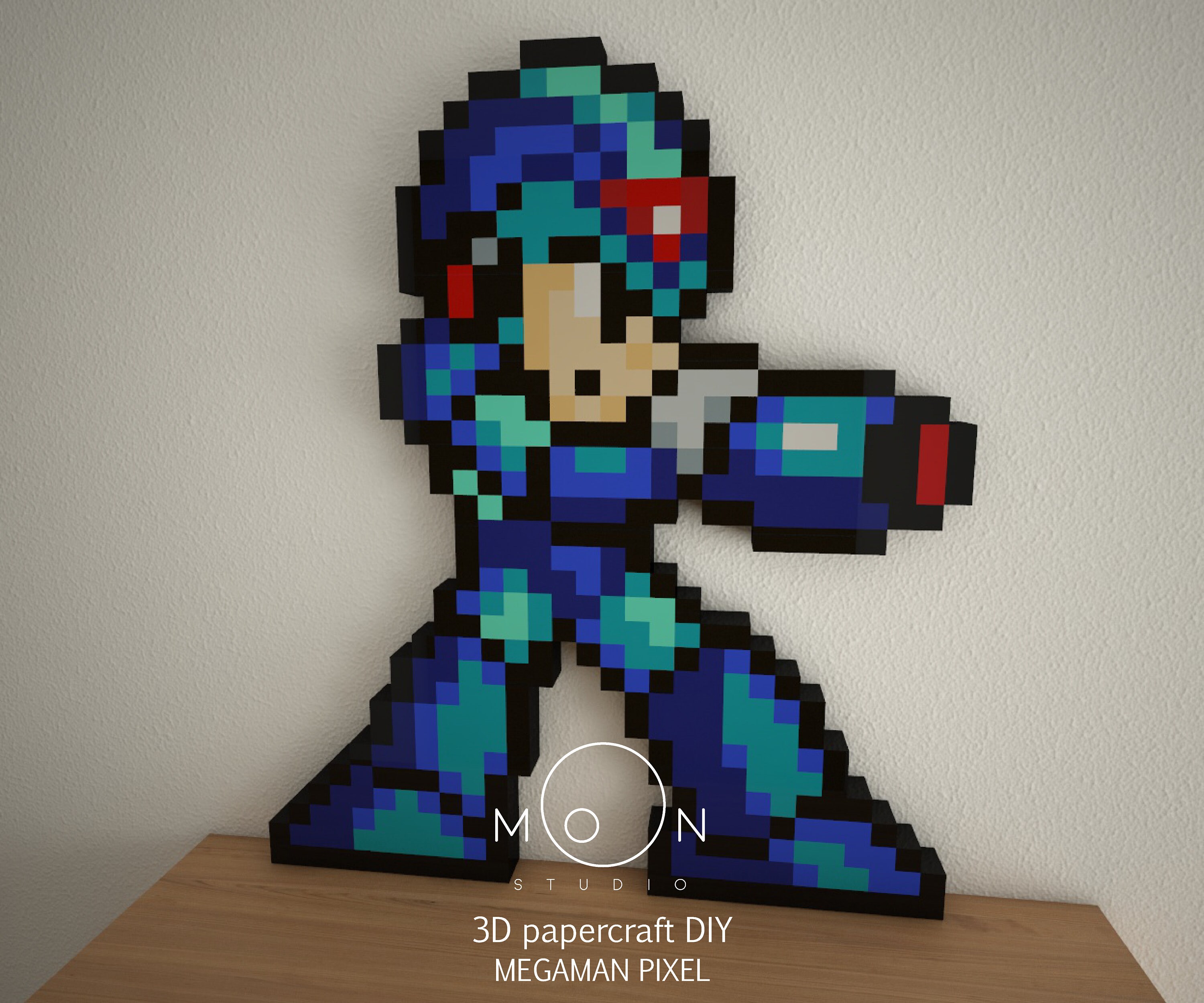 Megaman Pixel DIY Papercraft Low Poly Dxf Svg Video - Etsy