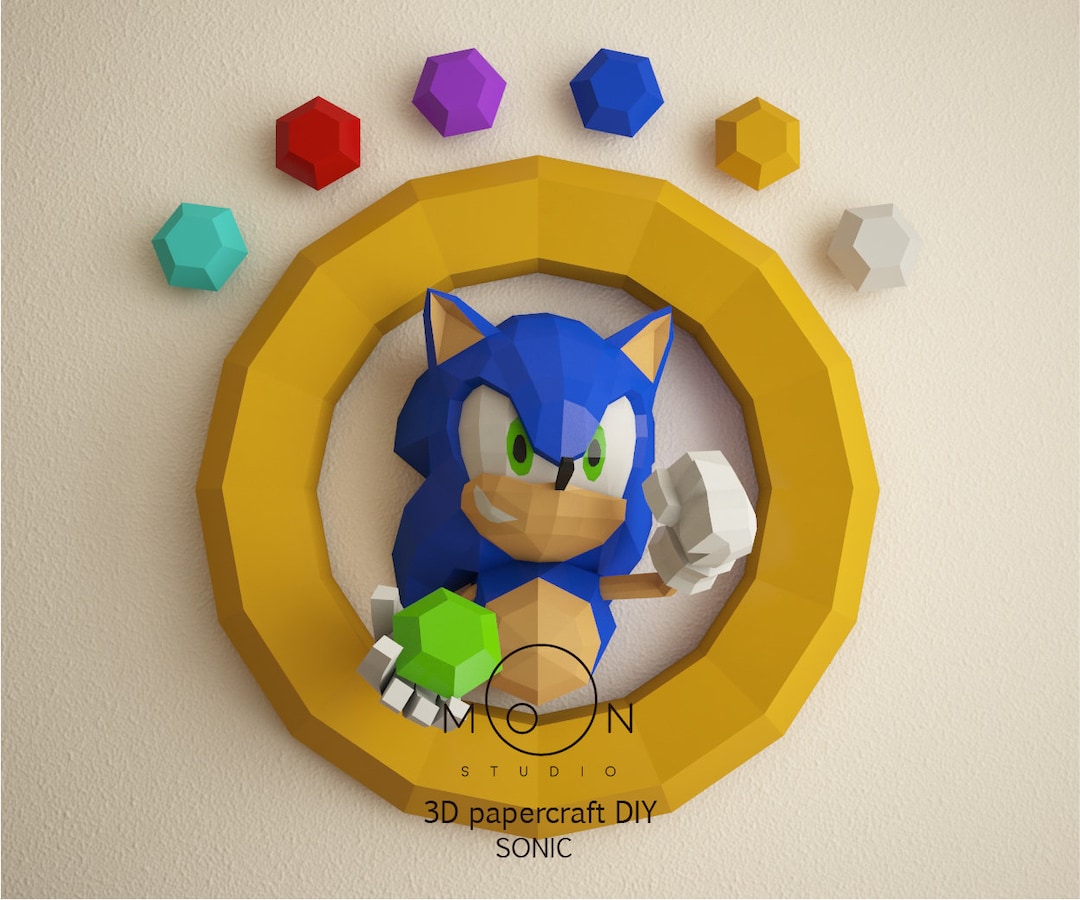 Sonic, DIY, Papercraft, PDF, Svg, Dxf, Low Poly, Cricut, Maker, Cameo, Paper, Sega, Retro Game ...