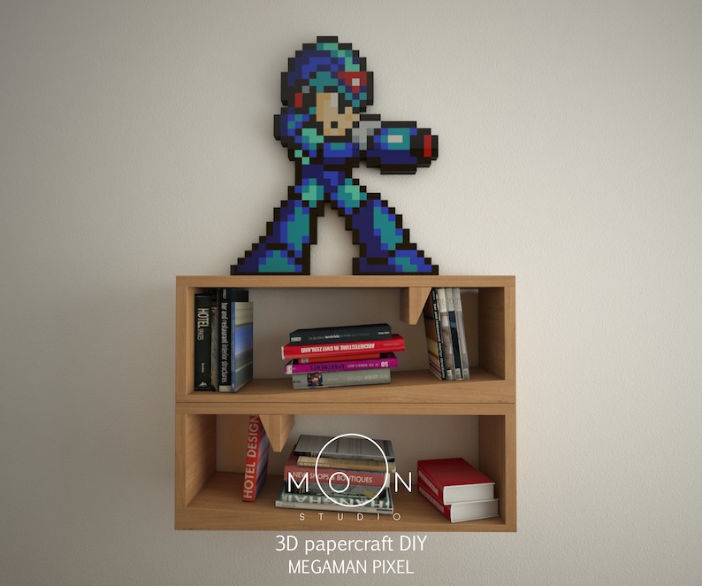 Megaman Pixel DIY Papercraft Low Poly Dxf Svg Video - Etsy