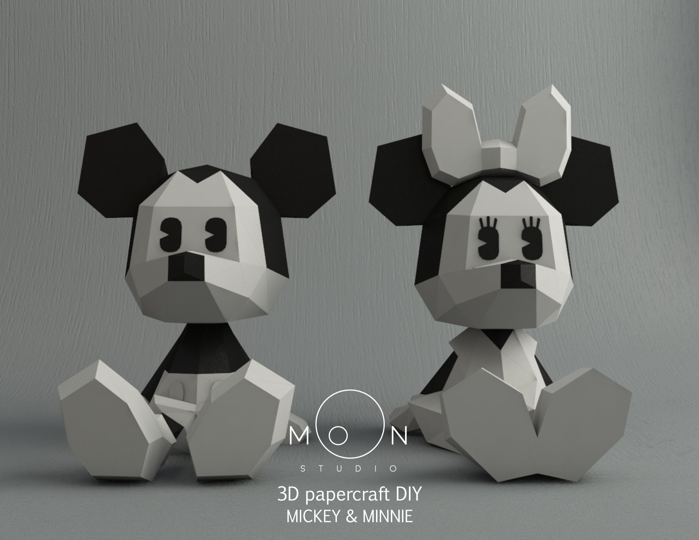 Mickey & Minnie Papercraft PDF, SVG, Dxf Template for Children's Room ...