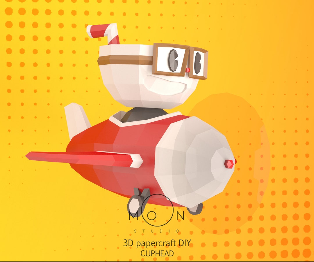 Cuphead, Diy, Papercraft, Low Poly, Dxf, Svg, Paper, 3D Model, Room ...
