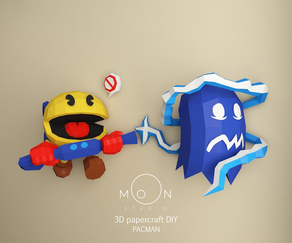 Pacman, DIY, Papercraft, PDF, Svg, Dxf, Low Poly, Cricut, Maker, Cameo ...