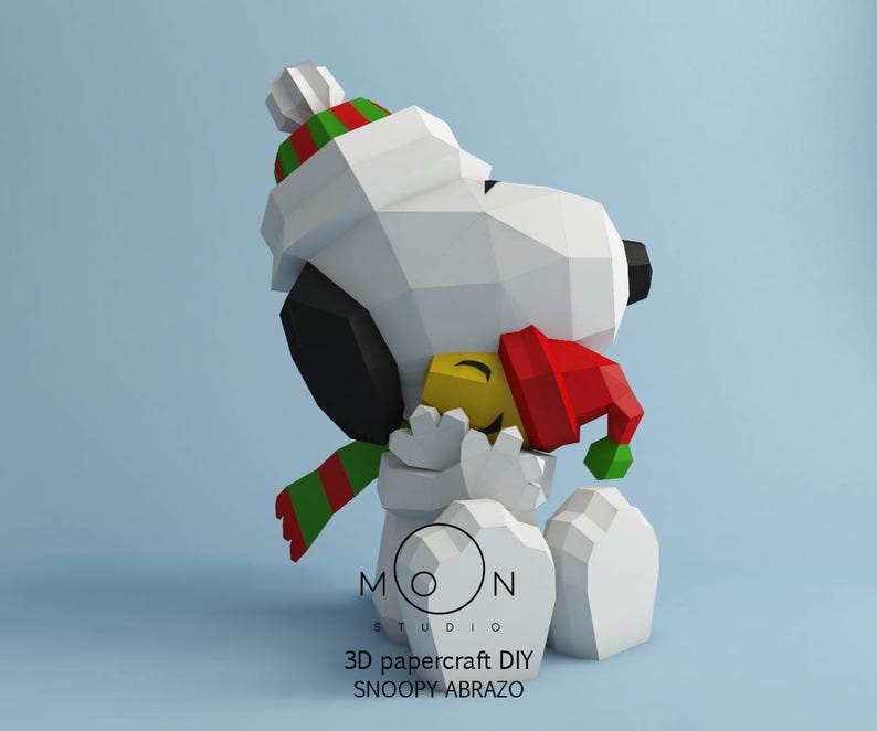 Snoopy abrazo, DIY, Papercraft, pdf, svg, dxf, Low Poly, 3D model ...