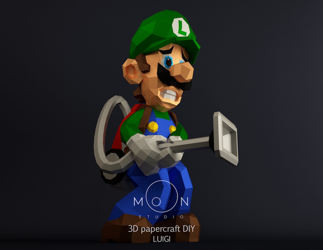 Luigi Mansion, DIY, Papercraft, PDF, Svg, Dxf, Low Poly, 3D Model ...