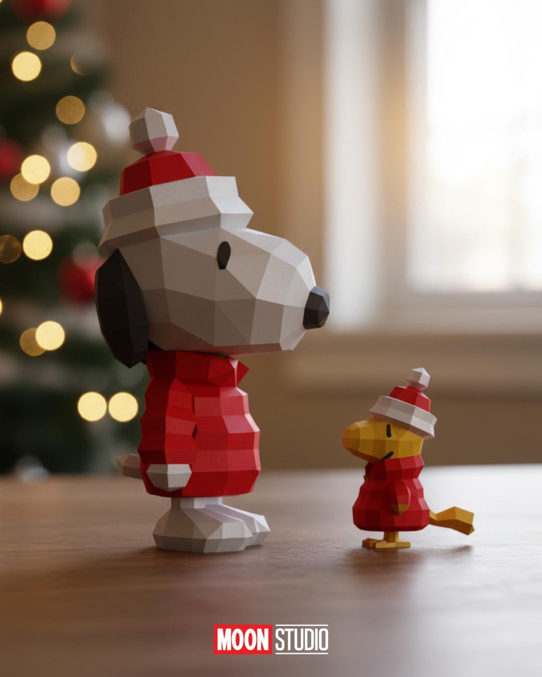Snoopy y Woodstock Navidad, DIY, Papercraft, pdf, svg, dxf, Low Poly ...