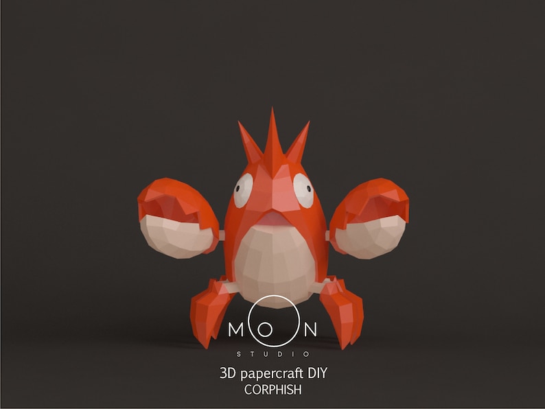 Corpish, DIY, Papercraft, Low Poly, 3D Model, DXF, SVG, Pokemon, Series ...