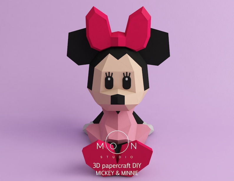 Mickey & Minnie Papercraft PDF, SVG, Dxf Template for Children's Room ...