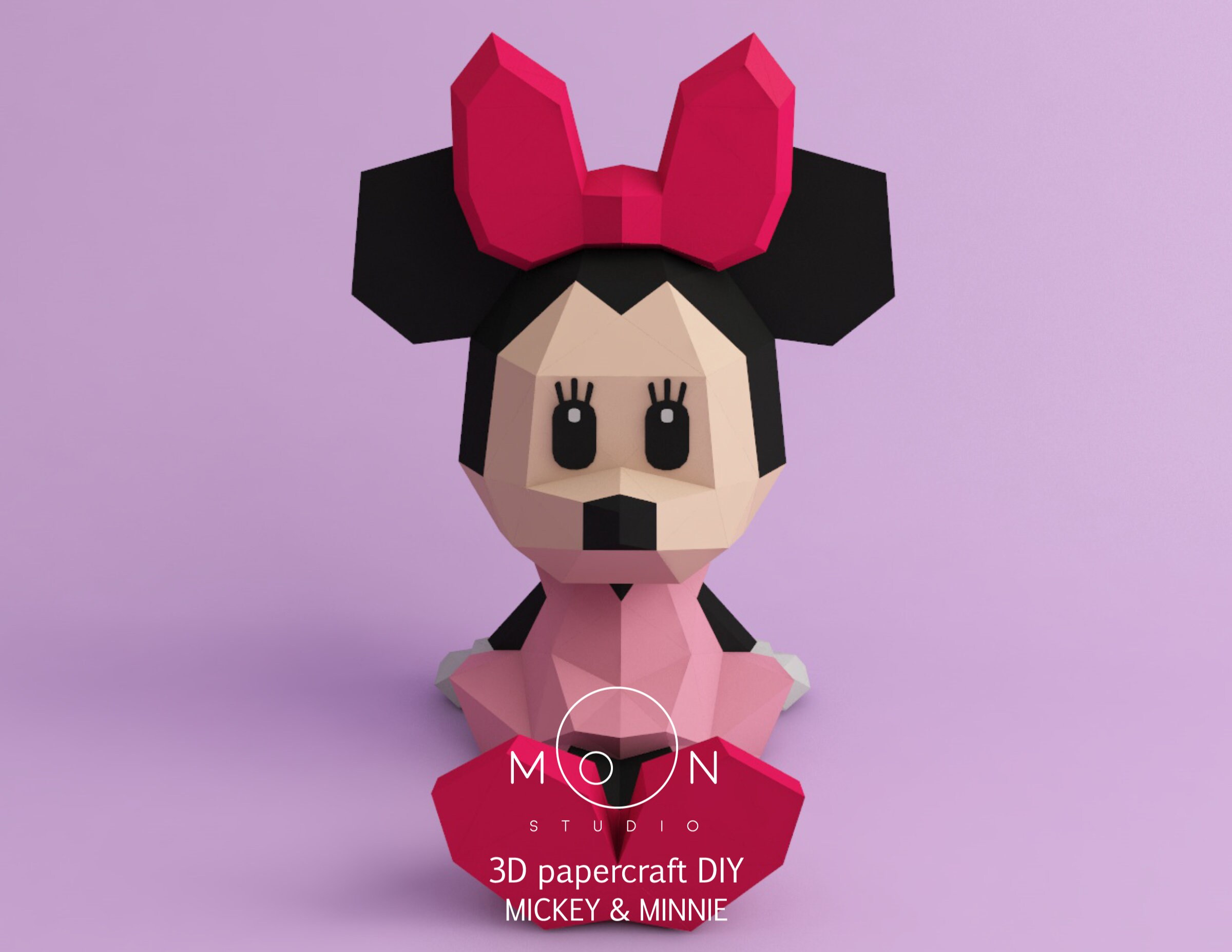 Mickey & Minnie Papercraft PDF, SVG, Dxf Template for Children's Room ...