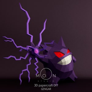 Gengar, DIY, Papercraft, Low Poly, Pokemon, 3D Model, Decor, Series, Tv ...