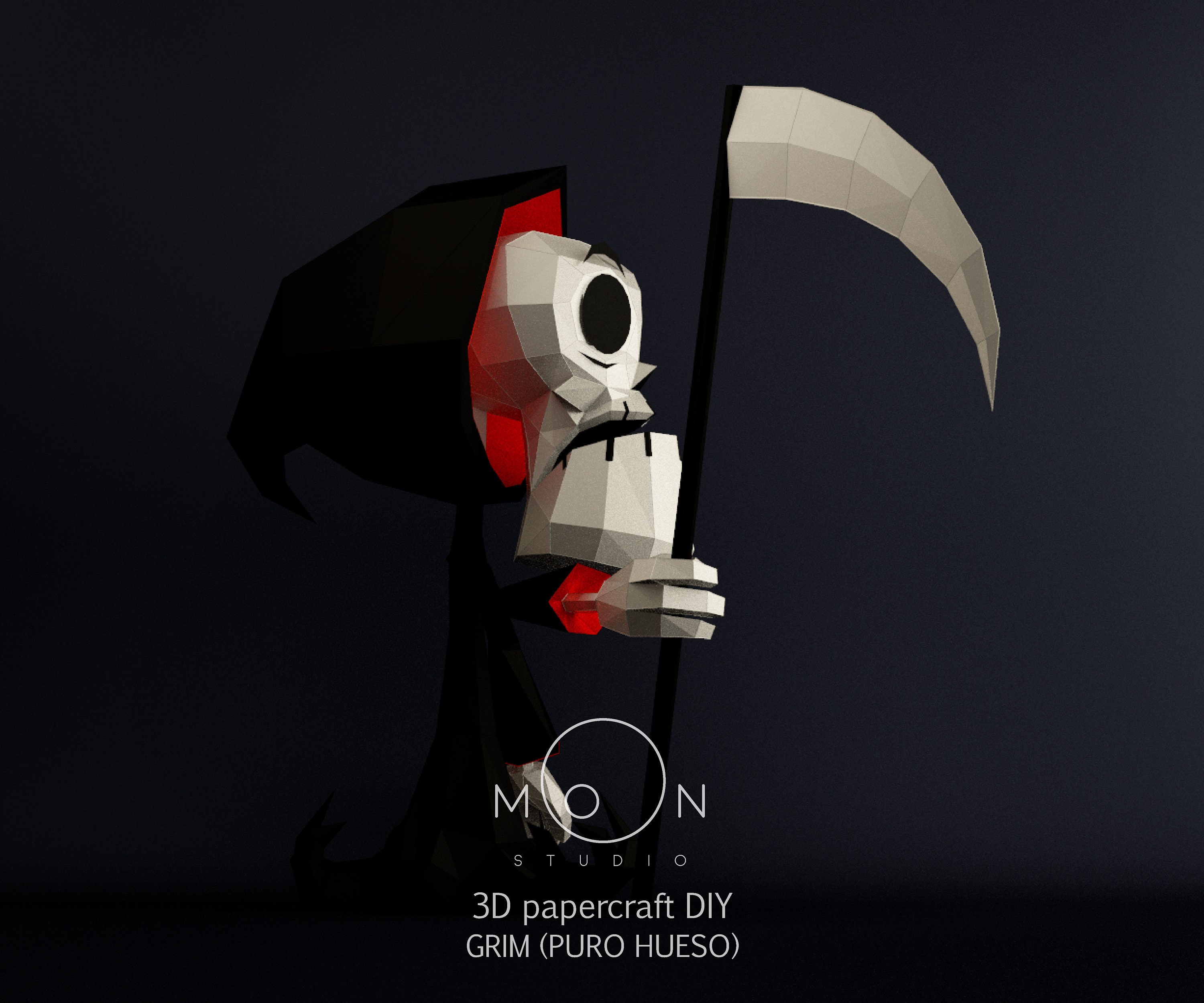 Grim, DIY, Papercraft, Low Poly, 3D Model, Paper, DXF, SVG, Halloween ...