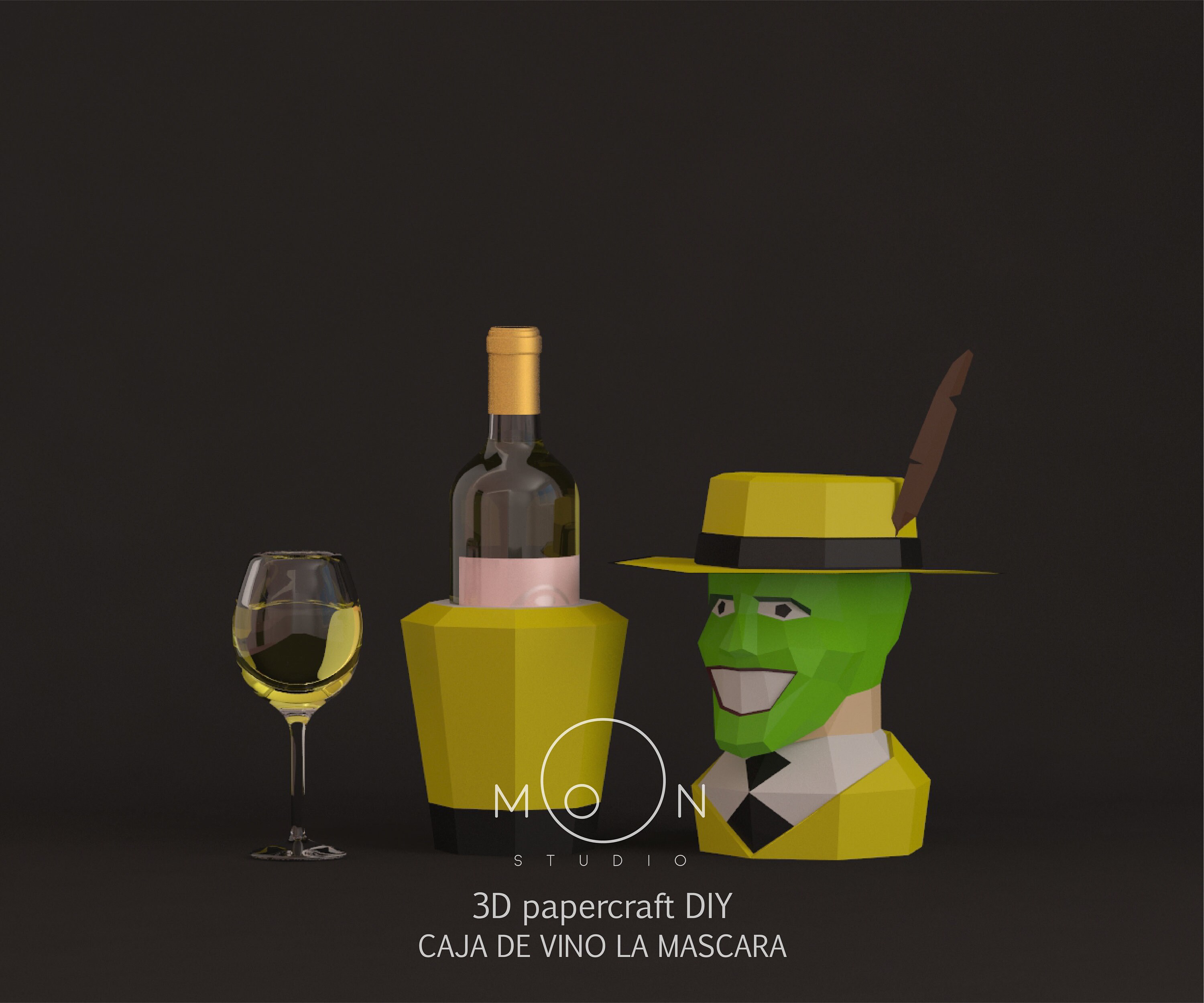 The Mask Wine Box, Papercraft, PDF Templates, DIY 3D Model, Low Poly ...