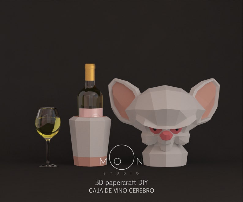 Brain Wine Box, Papercarft, PDF Templates, DIY 3D Model, Low Poly ...