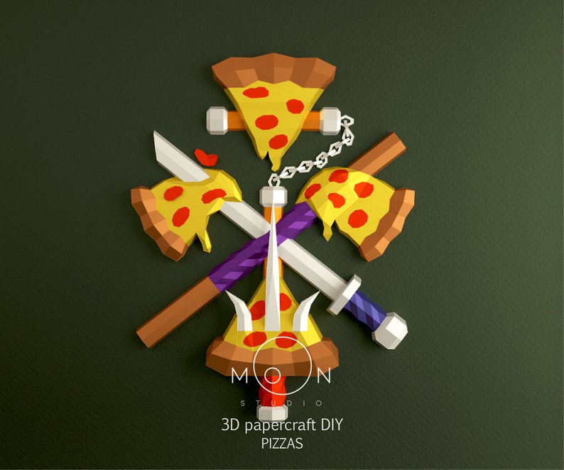 Pizzas, Ninja Turtles, DIY, Papercraft, PDF, Svg, Dxf, Low Poly, Cricut ...