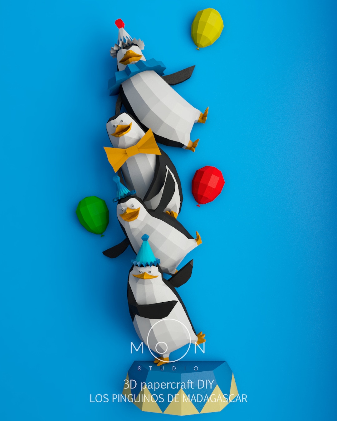 The Penguins of Madagascar, DIY, Papercraft, PDF, Low Poly, 3D Model ...