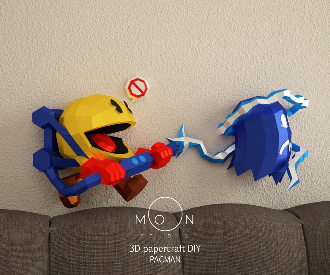 Pacman, DIY, Papercraft, PDF, Svg, Dxf, Low Poly, Cricut, Maker, Cameo ...