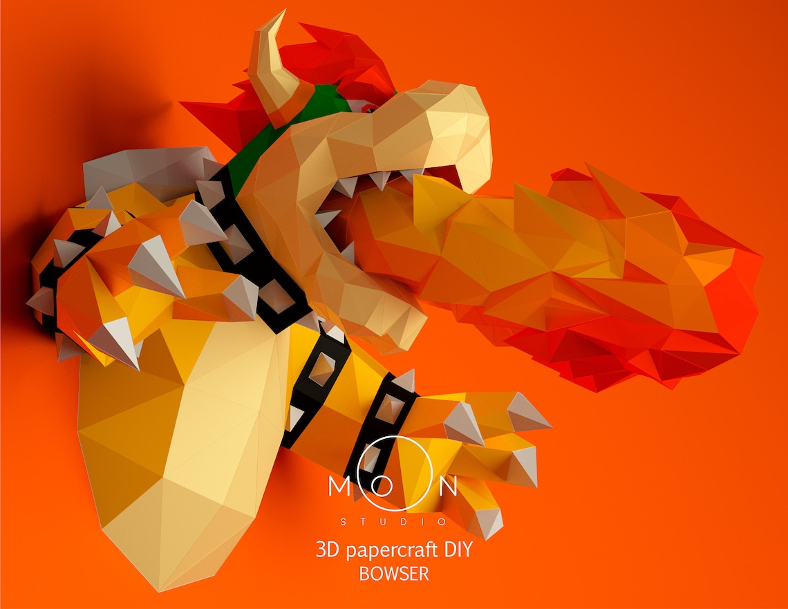 Bowser, DIY, Papercraft, PDF, Svg, Dxf, Low Poly, 3D Model, Craft ...