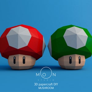 Mushroom, DIY, Papercraft, PDF, Svg, Dxf, Low Poly, 3D Model, Craft ...