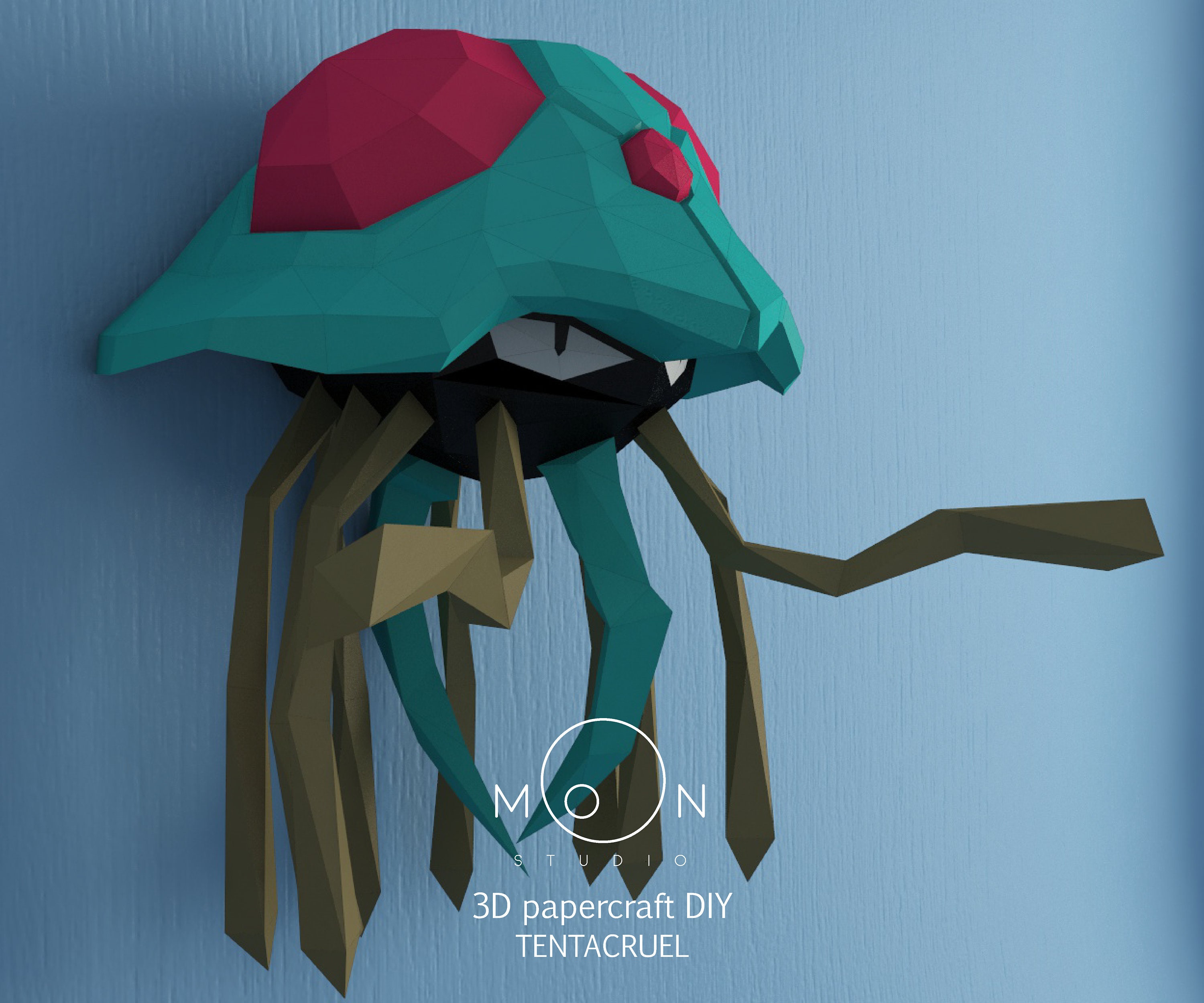 Tentacruel, DIY, Papercraft, Low Poly, 3D Model, DXF, SVG, Pokemon ...