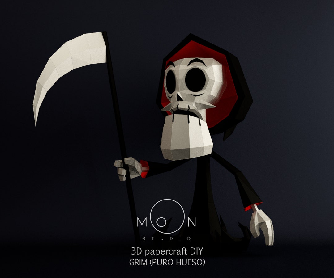Grim, DIY, Papercraft, Low Poly, 3D model, Paper, DXF, SVG, Halloween ...