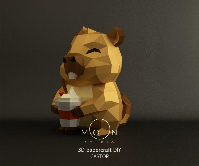Beaver, Papercraft, Pdf Svg Dxf, Kawaii, Cute, Low Poly Art, DIY ...
