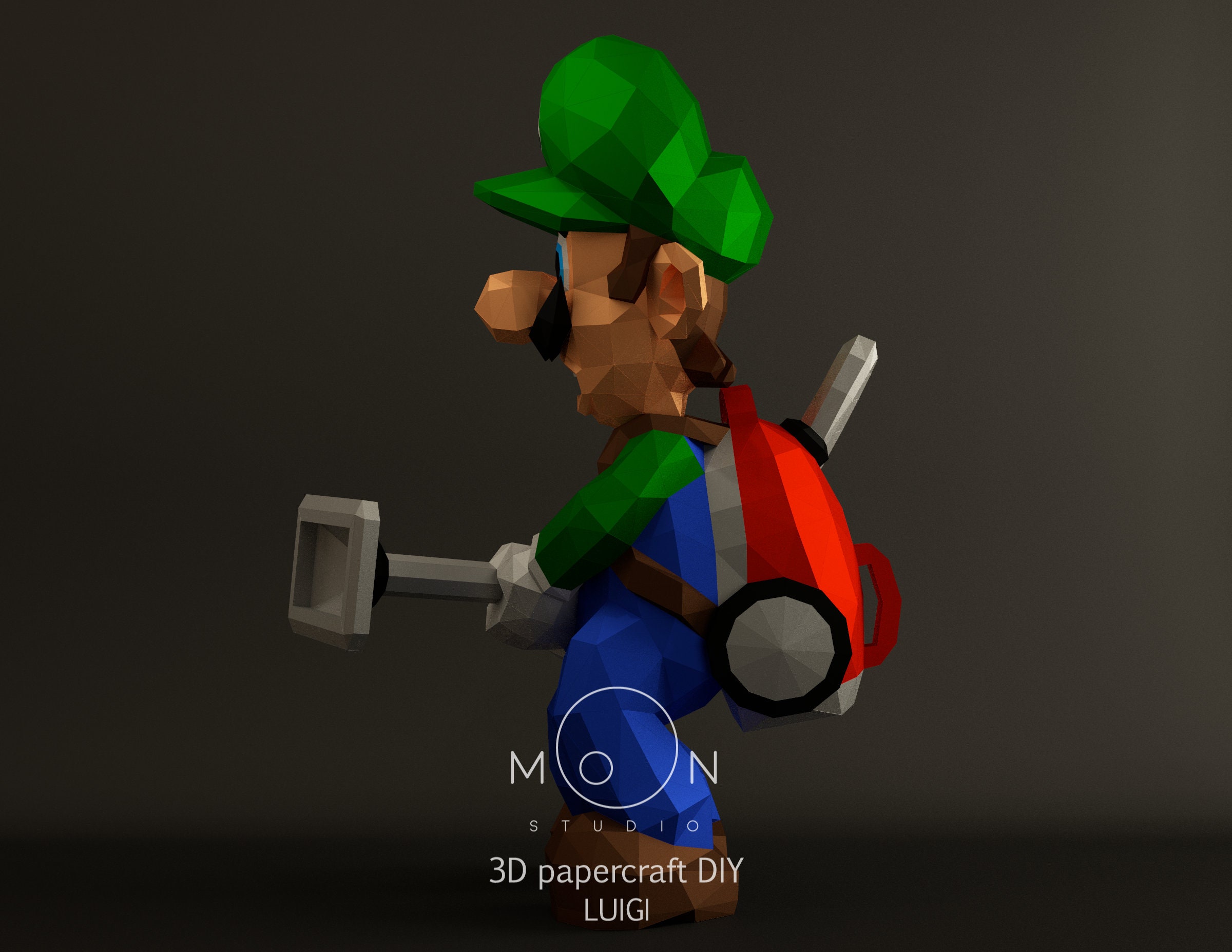 Luigi Mansion, DIY, Papercraft, PDF, Svg, Dxf, Low Poly, 3D Model ...