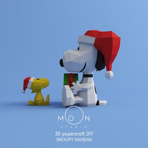 Snoopy Navidad, DIY, Papercraft, pdf, svg, dxf, Low Poly, 3D model ...