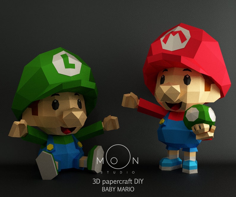 Baby Mario, DIY, Papercraft, PDF, Svg, Dxf, Low Poly, 3D Model, Craft ...