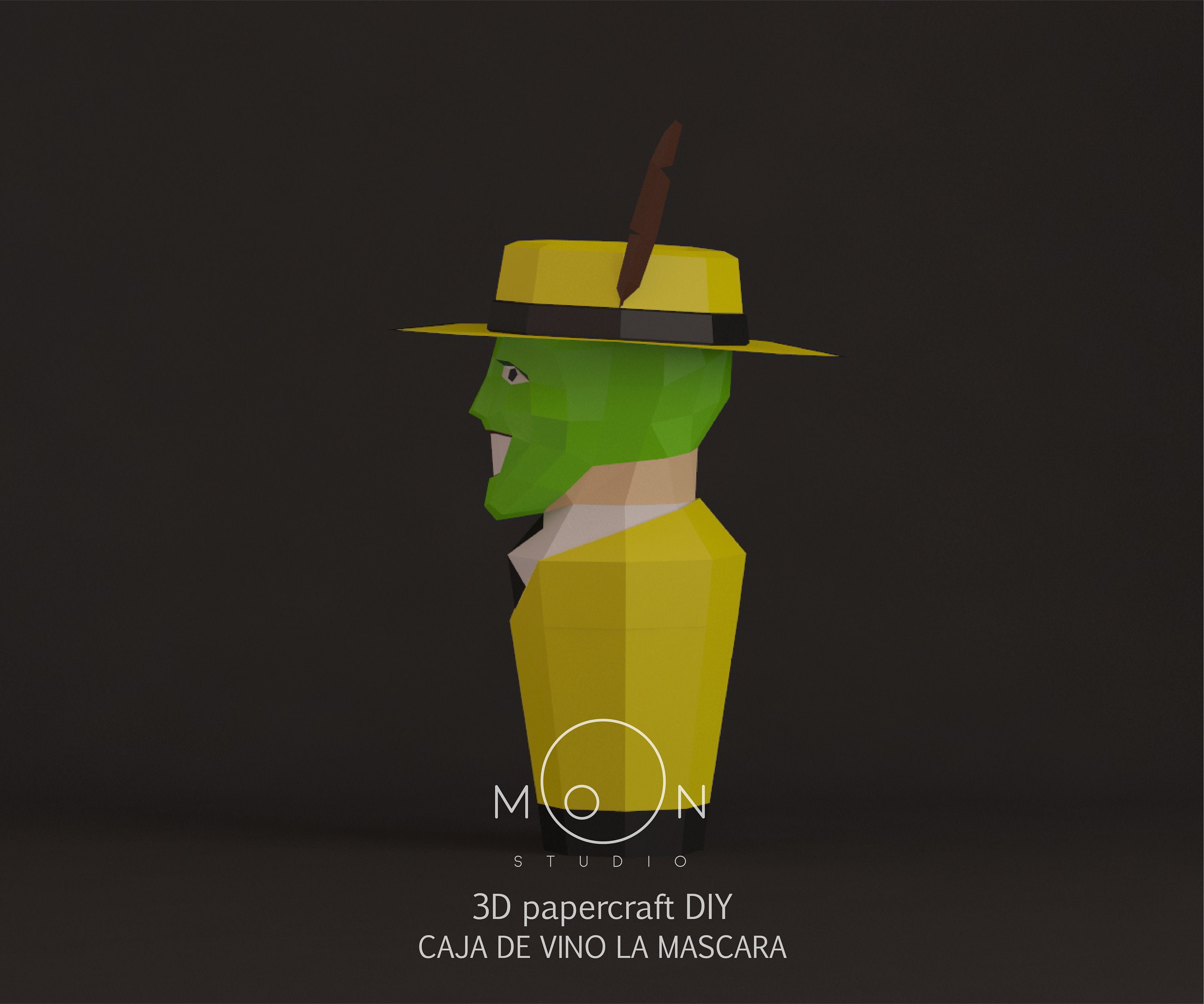 The Mask Wine Box, Papercraft, PDF Templates, DIY 3D Model, Low Poly ...