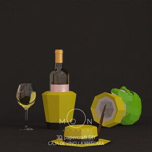 The Mask Wine Box, Papercraft, PDF Templates, DIY 3D Model, Low Poly ...