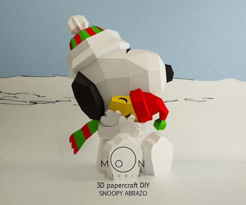 Snoopy Hug, DIY, Papercraft, Pdf, Svg, Dxf, Low Poly, 3D Model, Craft ...
