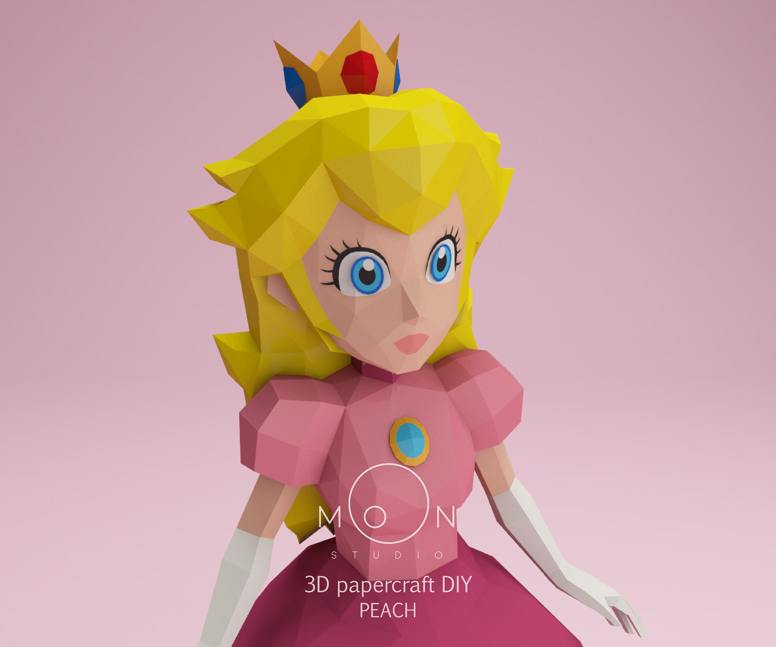 Peach, Princess, DIY, Papercraft, PDF, Svg, Dxf, Low Poly, 3D Model ...