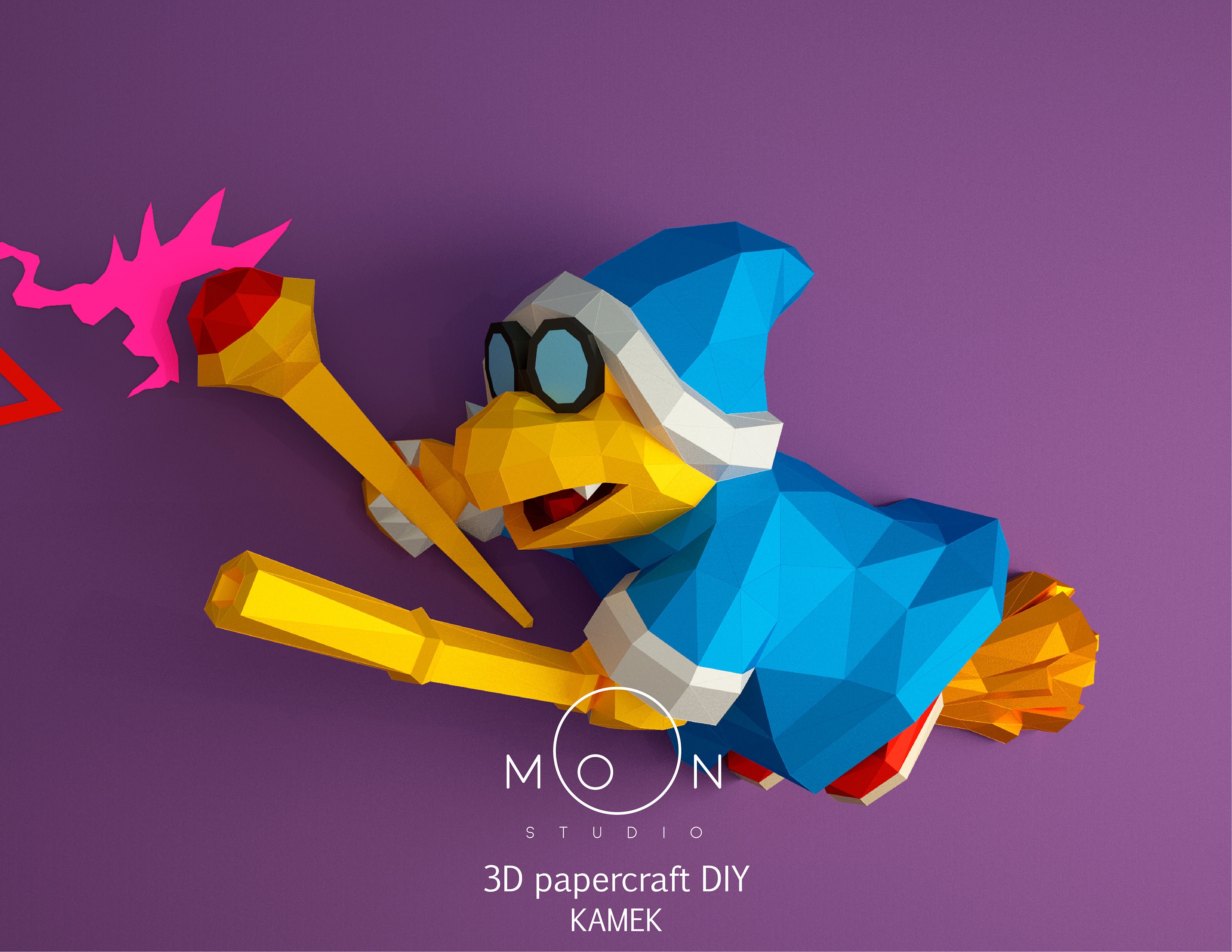 Kamek, DIY, Papercraft, PDF, Svg, Dxf, Low Poly, 3D Model, Craft, Paper ...