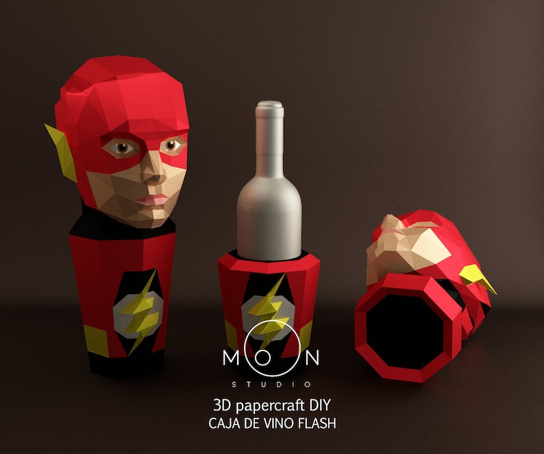 Flash Wine Box, Papercarft, Pdf, Svg, Dxf, Cameo, Cricut, DIY 3D Model ...