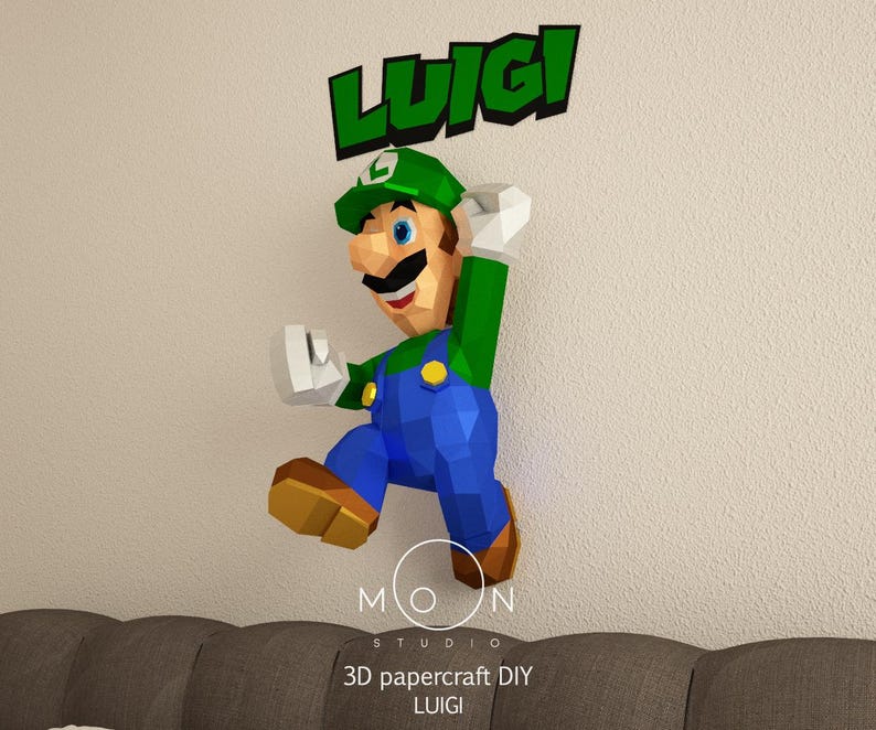 Luigi, DIY, Papercraft, PDF, Svg, Dxf, Low Poly, 3D Model, Craft, Paper ...