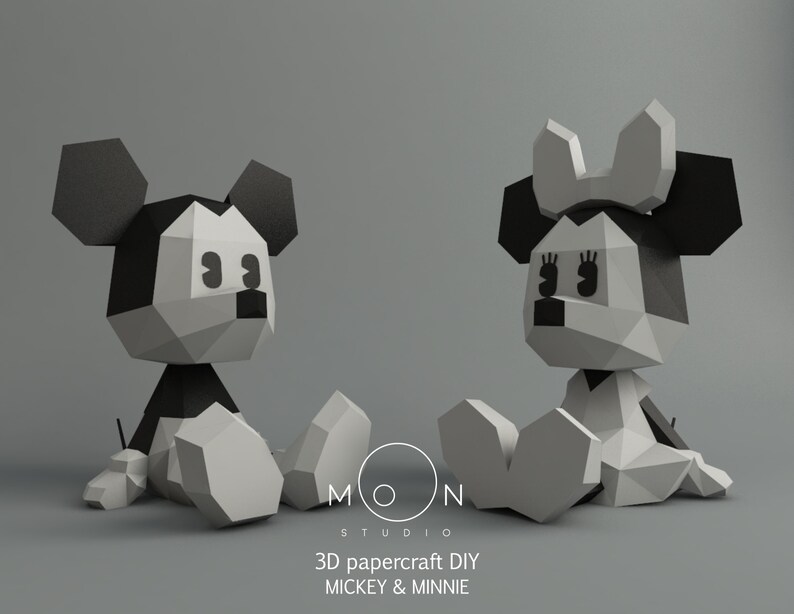 Mickey & Minnie Papercraft PDF, SVG, Dxf Template for Children's Room ...